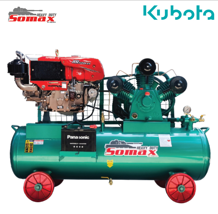 ปั๊มลม SOMAX 10 แรงม้า ประกอบเครื่องยนต์ดีเซลสูบนอน (diesel)